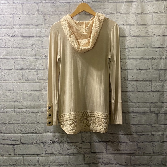 Rachel Kate | Tops | Rachel Kate Hooded Tunic Top With Lace Inset ...